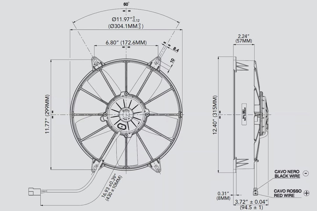 SPAL 11.00" Inch Electric Fan Puller Style High Performance 1375 CFM 5