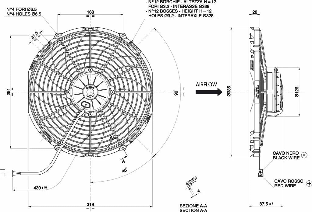SPAL 12.00" Inch Electric Fan Puller Style High Performance 1451 CFM 1